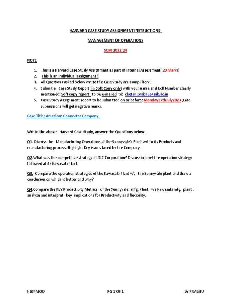 MOO - HBS-Case Study-Assignment-Dr - Prabhu-06July23 | PDF