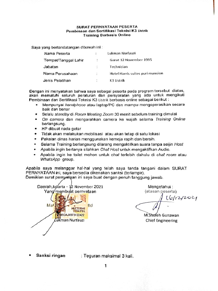 Surat Pernyataan Lukman N | PDF Surat Pernyataan Lukman N | PDF