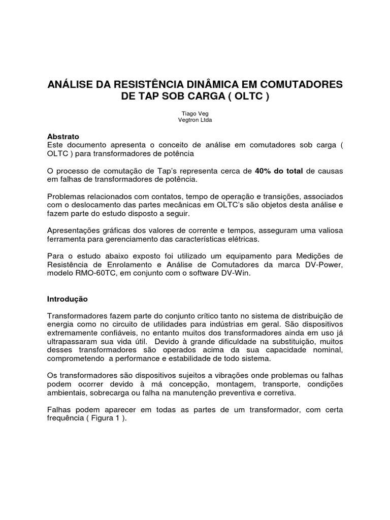 Oltc MR | PDF | Transformador | Resistência elétrica e condutividade
