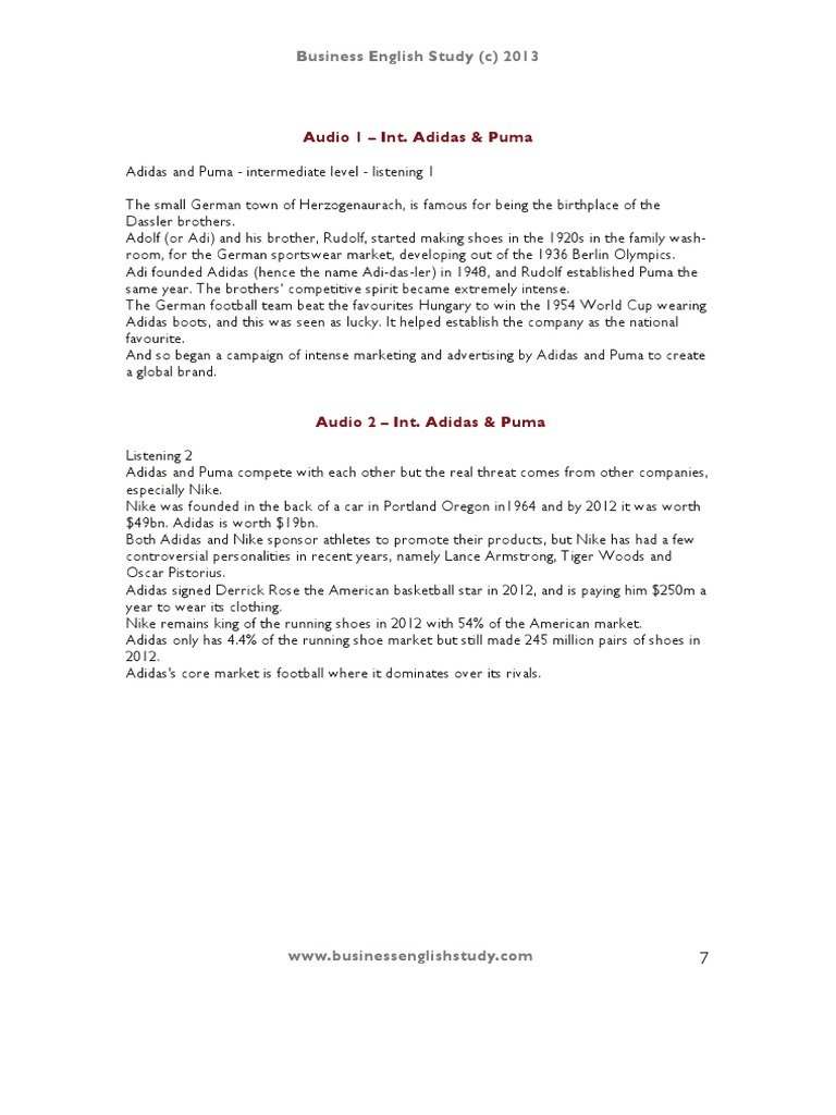 TN and Transcript Adidas Vs Puma | PDF | Adidas | Nike