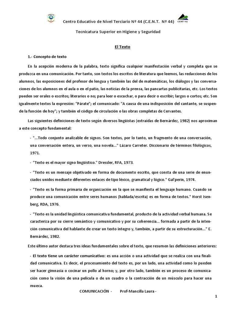 Definición de Texto | Descargar gratis PDF | Dialecto | Comunicación