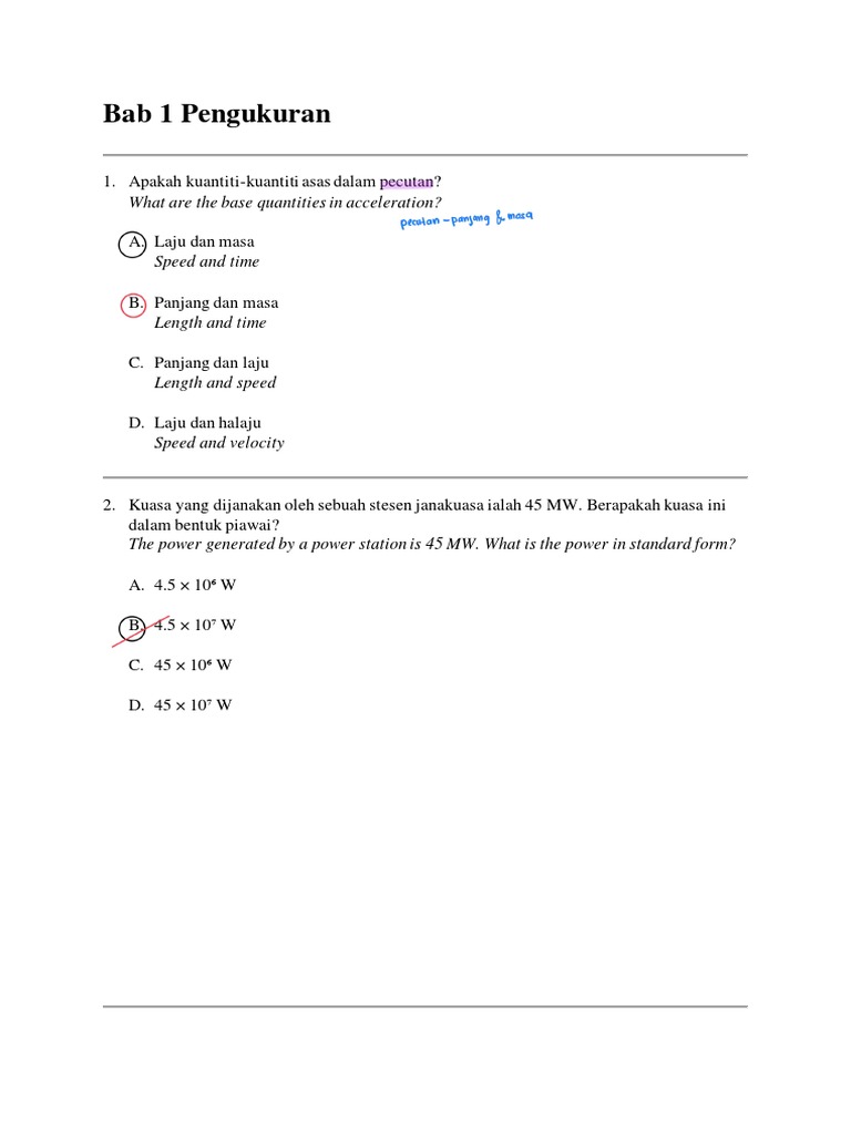 Physics - F4 Fizik - BAB 1 - 2022 | PDF | Sains & Matematika