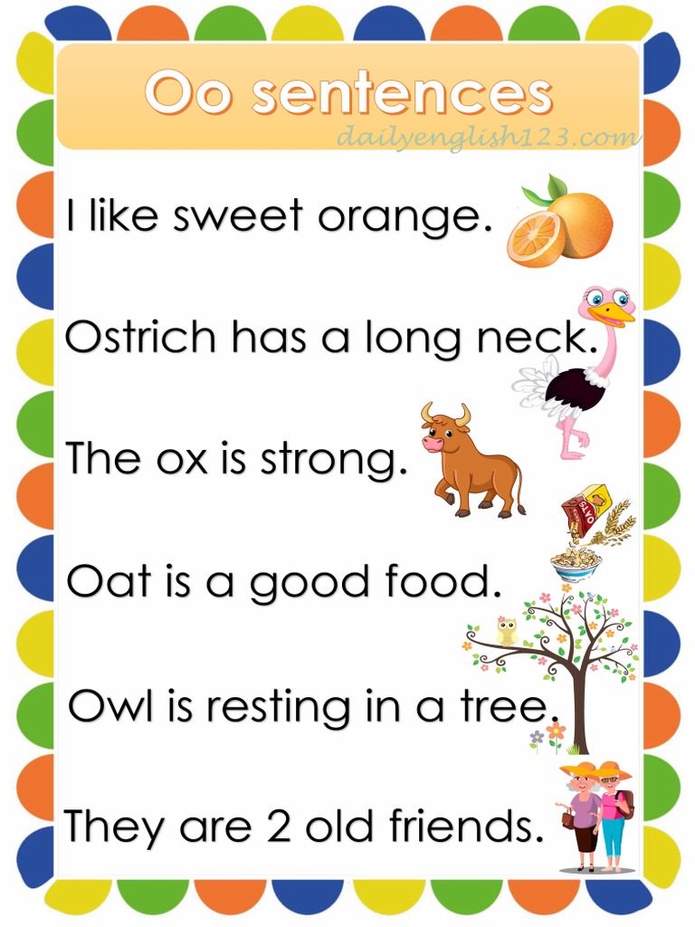 Alphabet O Sentences | PDF