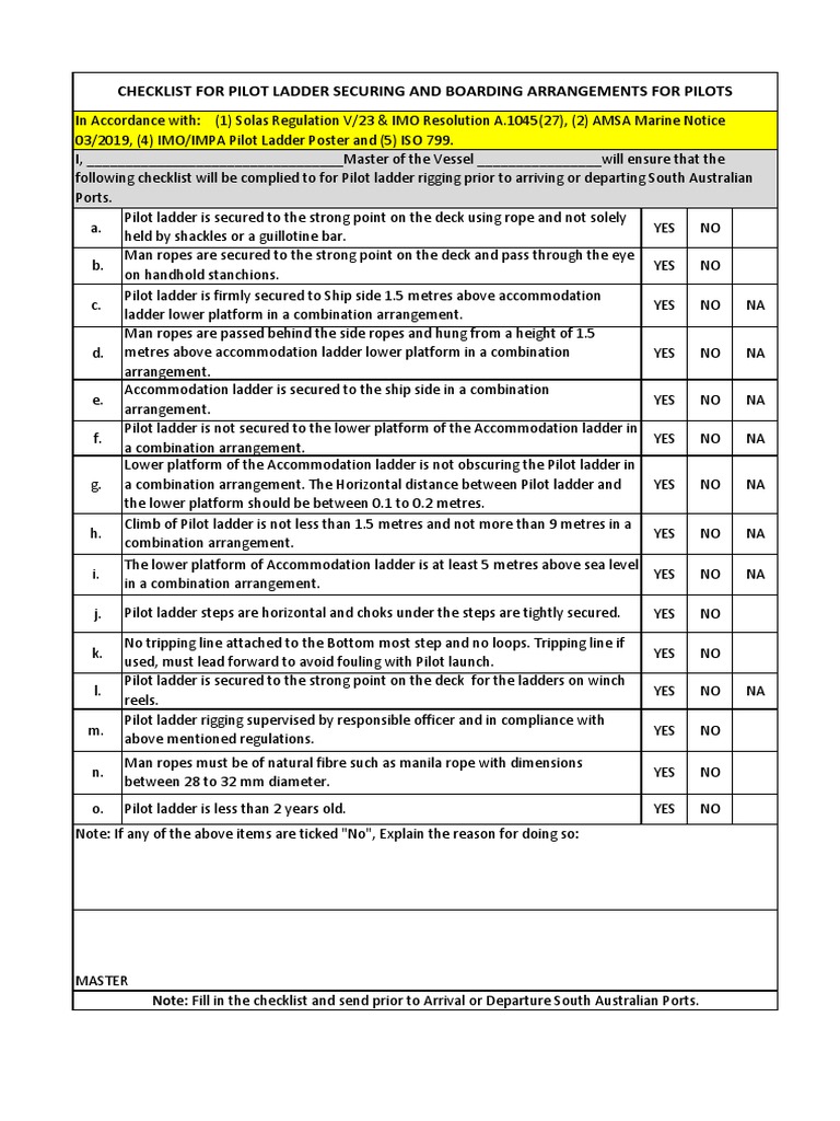 AUSTRALIA - Pilot Ladder Checklist 2021 - 11 | PDF | Rope | Ships