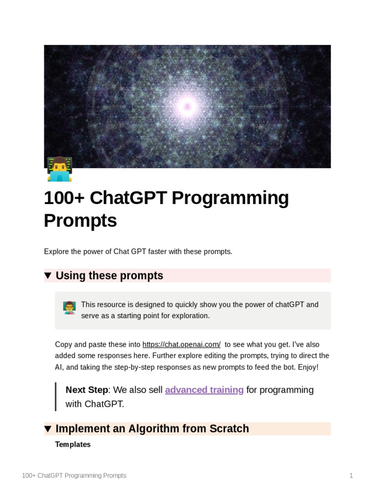 100 ChatGPT Programming Prompts | PDF | Databases | String (Computer ...