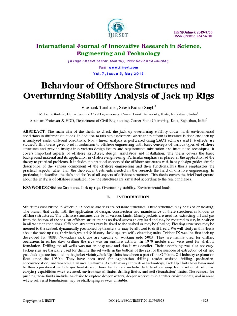 Behaviour of Offshore Structures and Ove | PDF | Offshore Drilling | Gear