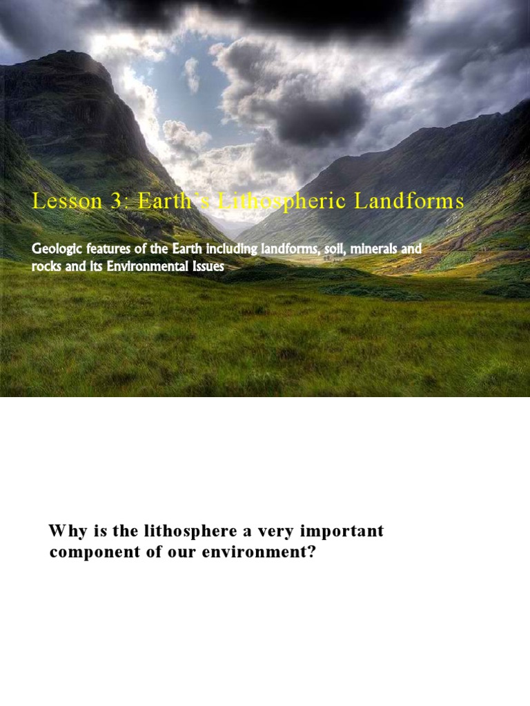 Earth's Lithospheric Landforms Explained | PDF | Volcano | Mountains