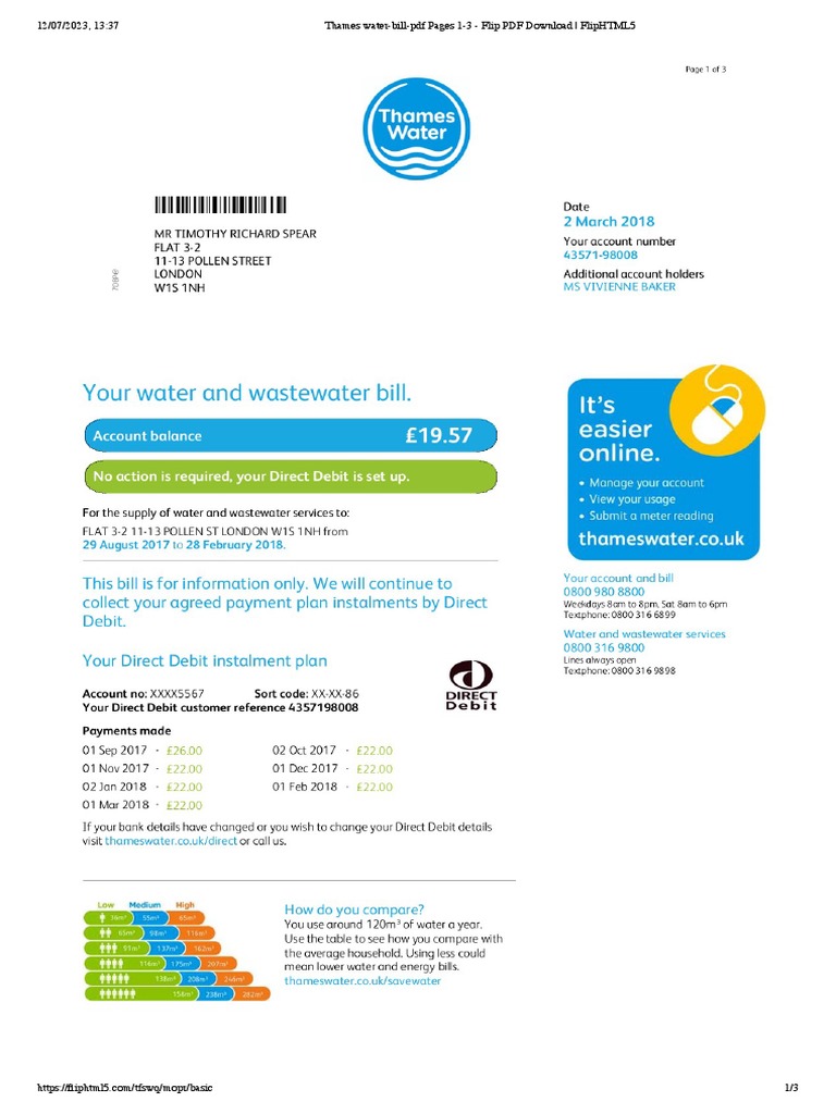 Thames Water-Bill-Pdf Pages 1-3 - Flip PDF Download - FlipHTML5 | PDF