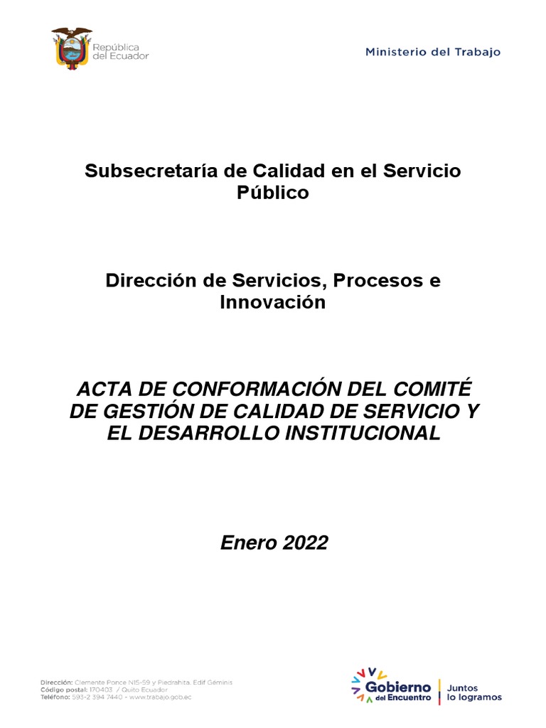 Comité de Gestión de Calidad de Servicio | PDF | Sistema de manejo de ...