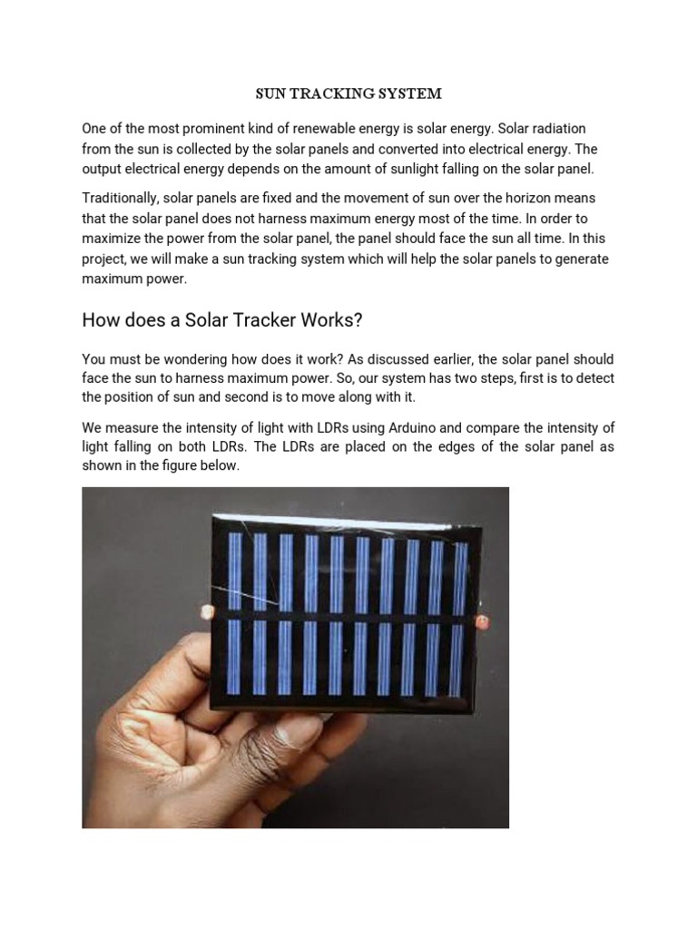 Solar Panel Sun Tracking System | PDF | Teaching Methods & Materials | Technology & Engineering