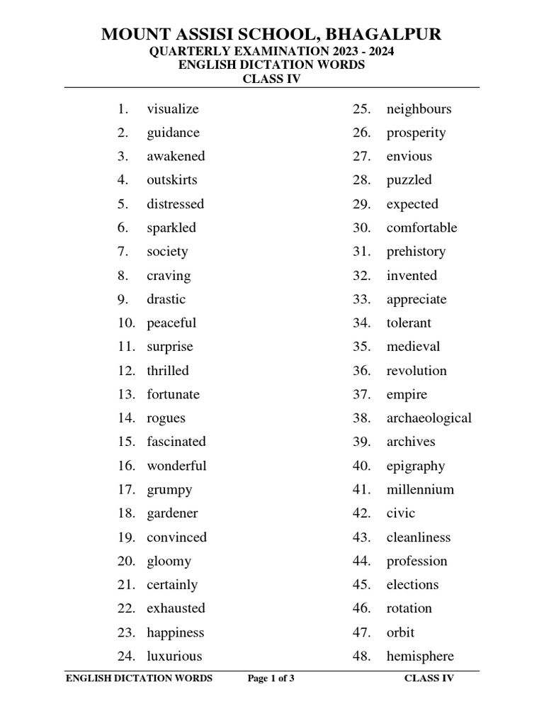 2 72 English Words Class Iv | PDF | Digestion | Biophysics