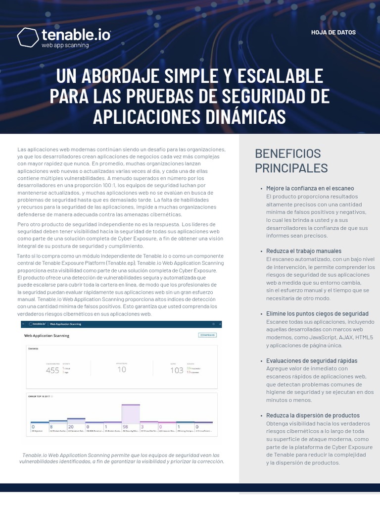 Datasheet-Tenable-io Web Application Scanning Es-La | PDF | Red mundial ... Datasheet-Tenable-io Web Application Scanning Es-La | PDF | Red mundial ...