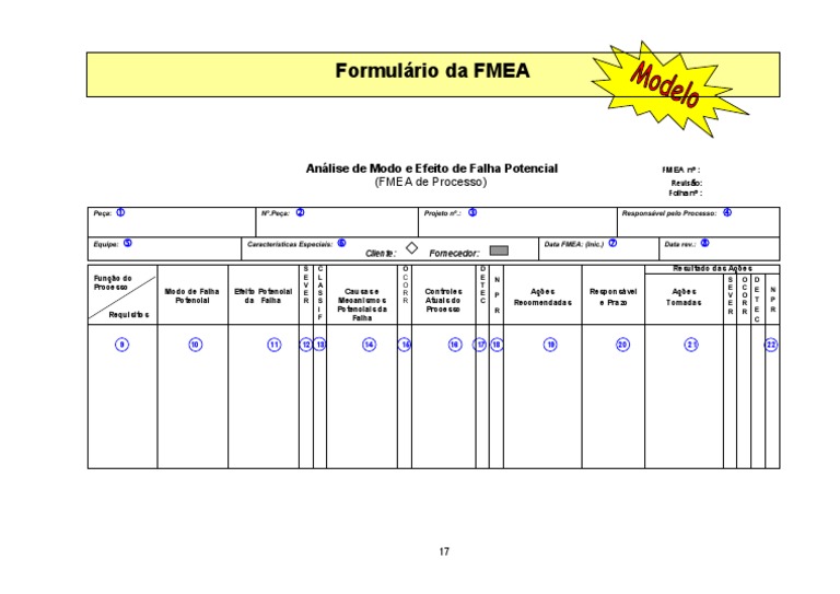 Curso de FMEA - PG 17 (Formulário) | PDF