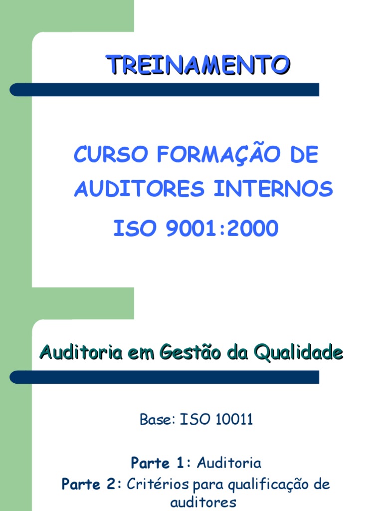 Treinamento Auditores Internos ISO 9001 2000 | PDF | Qualidade ...