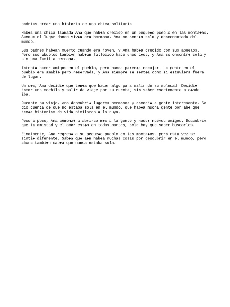 Podrias Crear Una Historia de Una Chica Solitaria | PDF Podrias Crear Una Historia de Una Chica Solitaria | PDF