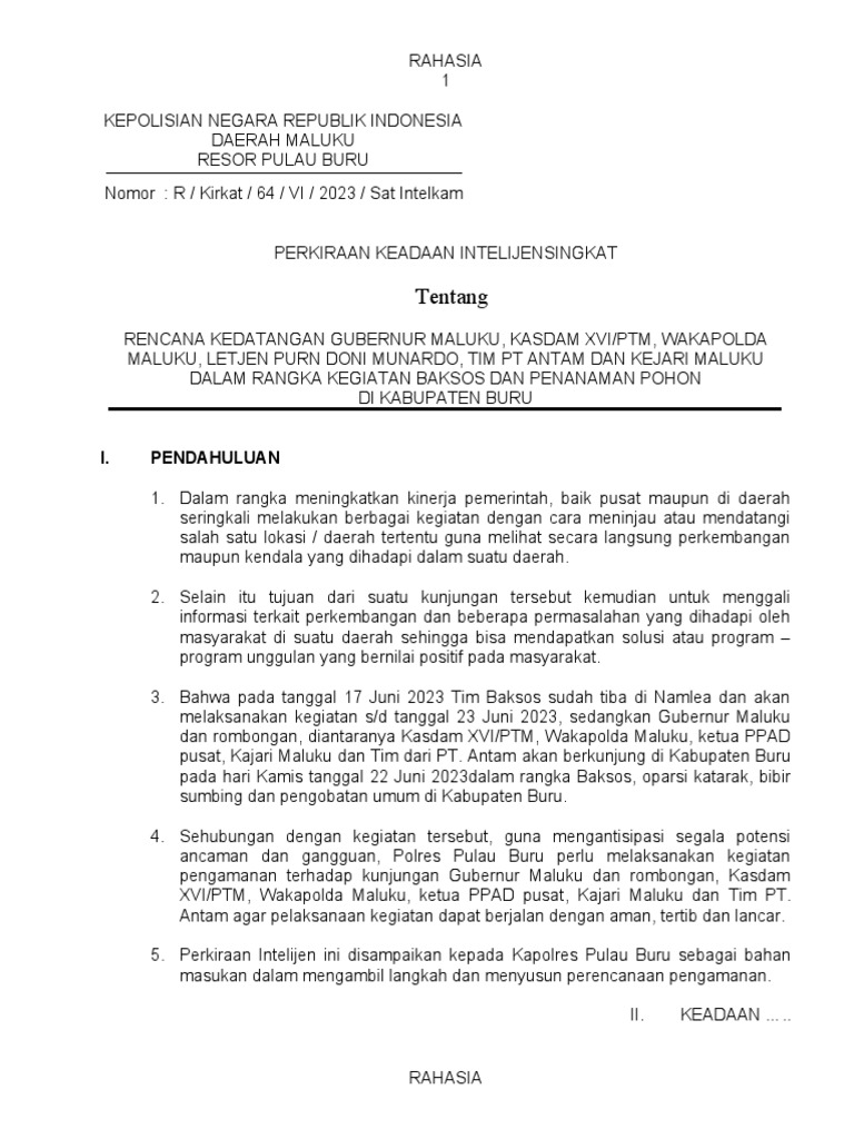 Kirkat Kunjungan Gubernur Maluku | PDF