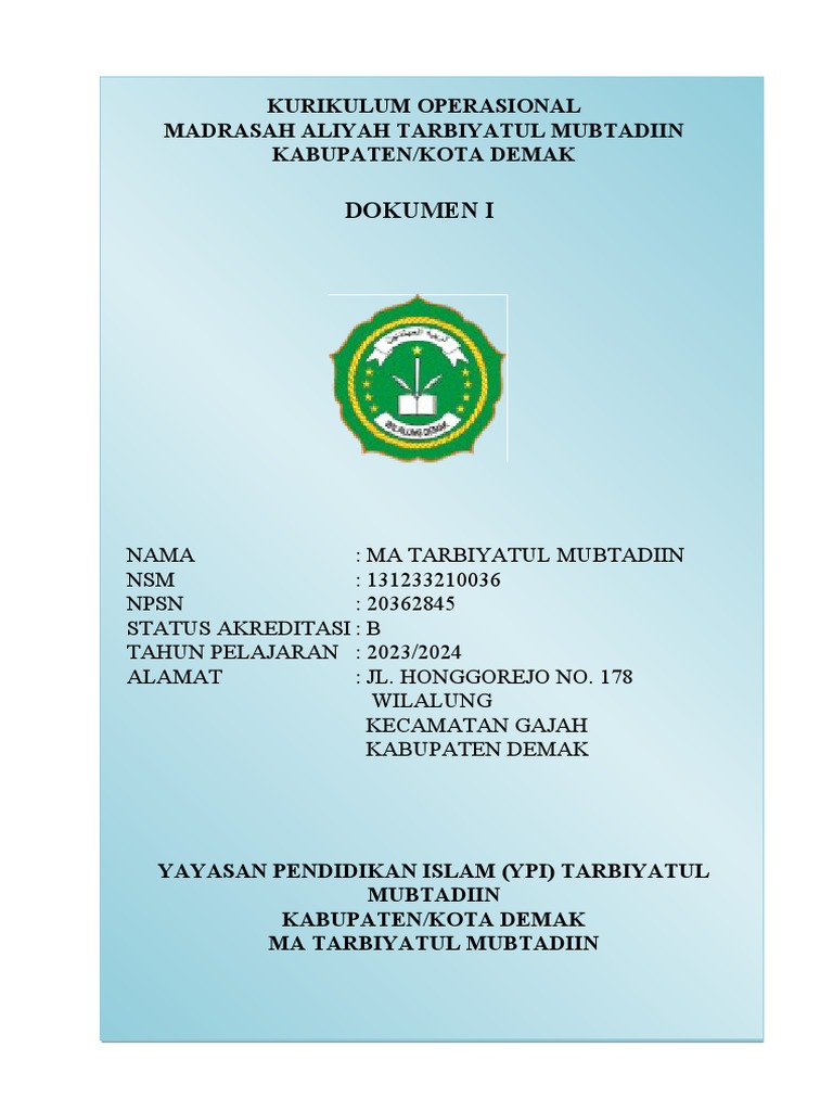 Kurikulum Operasional Madrasah (KOM) | PDF