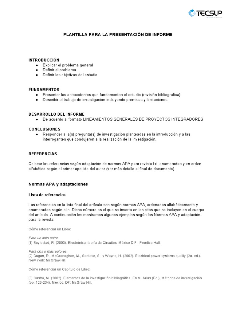Plantilla para La Presentación de Informe | PDF | Estilo apa