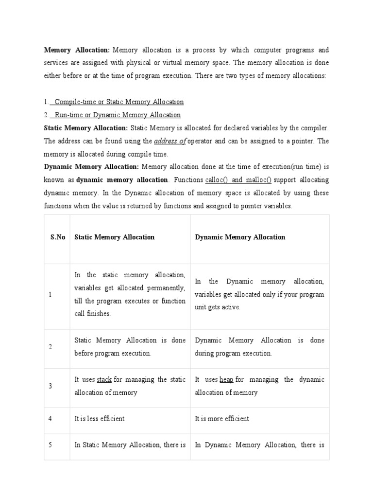 Dynamic Memory Allocation Pdf Pointer Computer Programming Variable Computer Science 