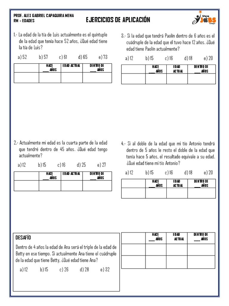 Problemas de Edades Resueltos | PDF