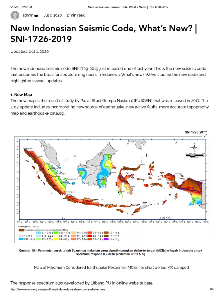 New Indonesian Seismic Code, What's New - SNI-1726-2019 | PDF ...