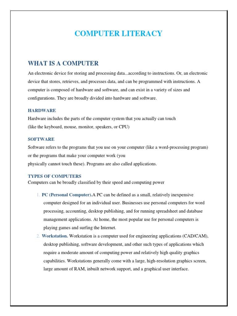 01 Computer Literacy | PDF | Window (Computing) | Computer Keyboard