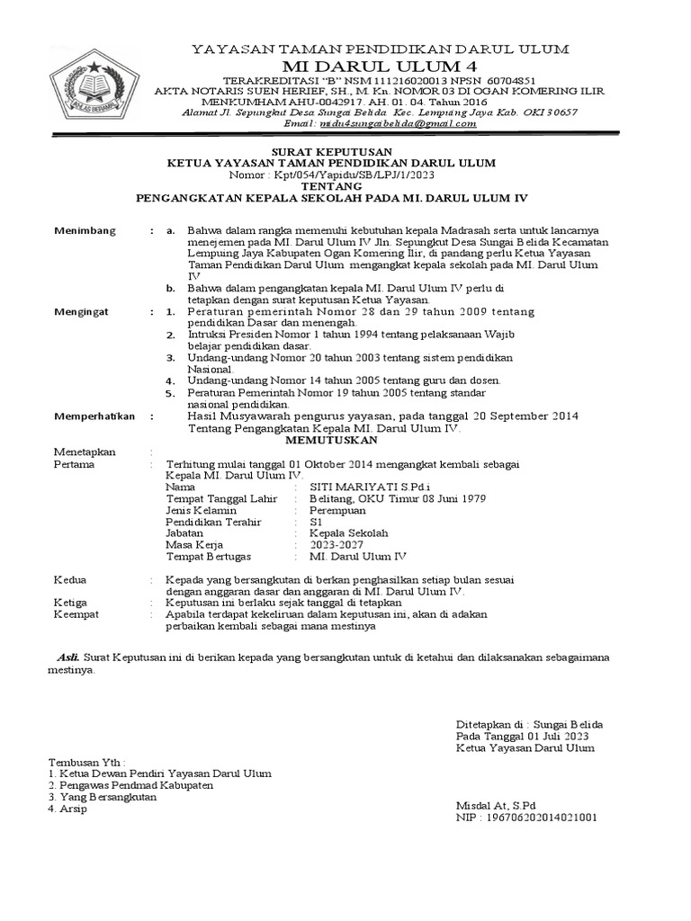 Contoh SK Kepala | PDF