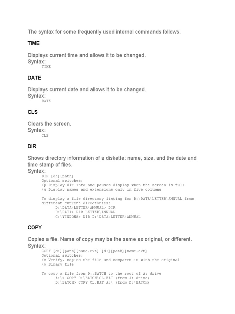 CMD Commands 1 | PDF | Computer File | Computer Data Storage