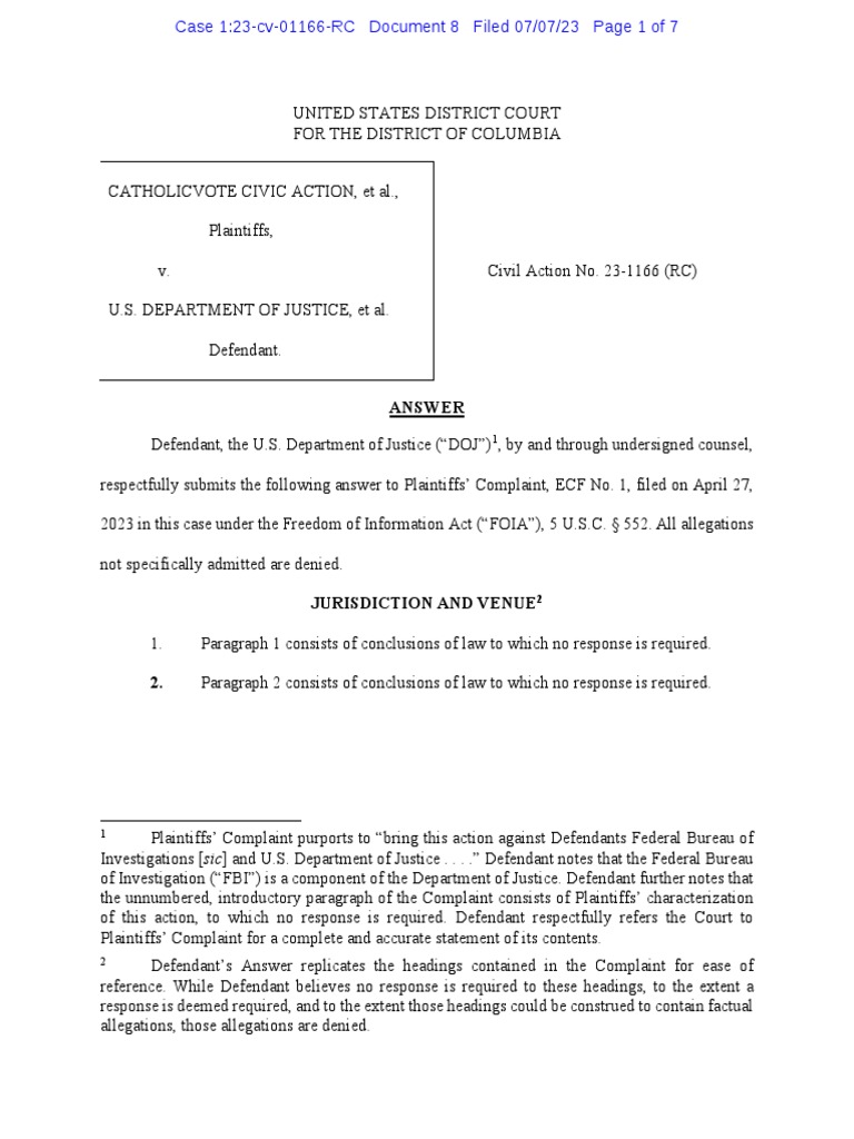 FBI Response | PDF | Complaint | Freedom Of Information Act (United States)