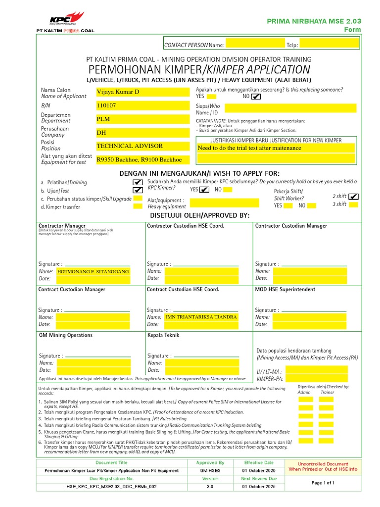 Form Kimper Full Pit Access-VKD | PDF
