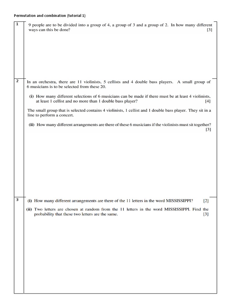 Permutation and Combination Tutorial | PDF