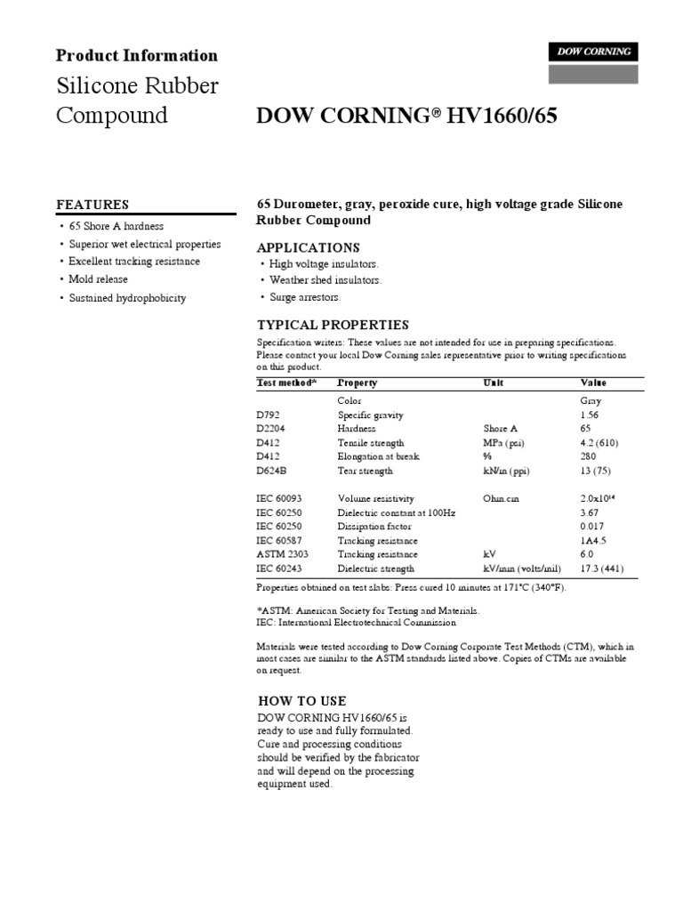 SPEC-Silicon - Dow Corning | PDF | Insulator (Electricity) | Building Engineering
