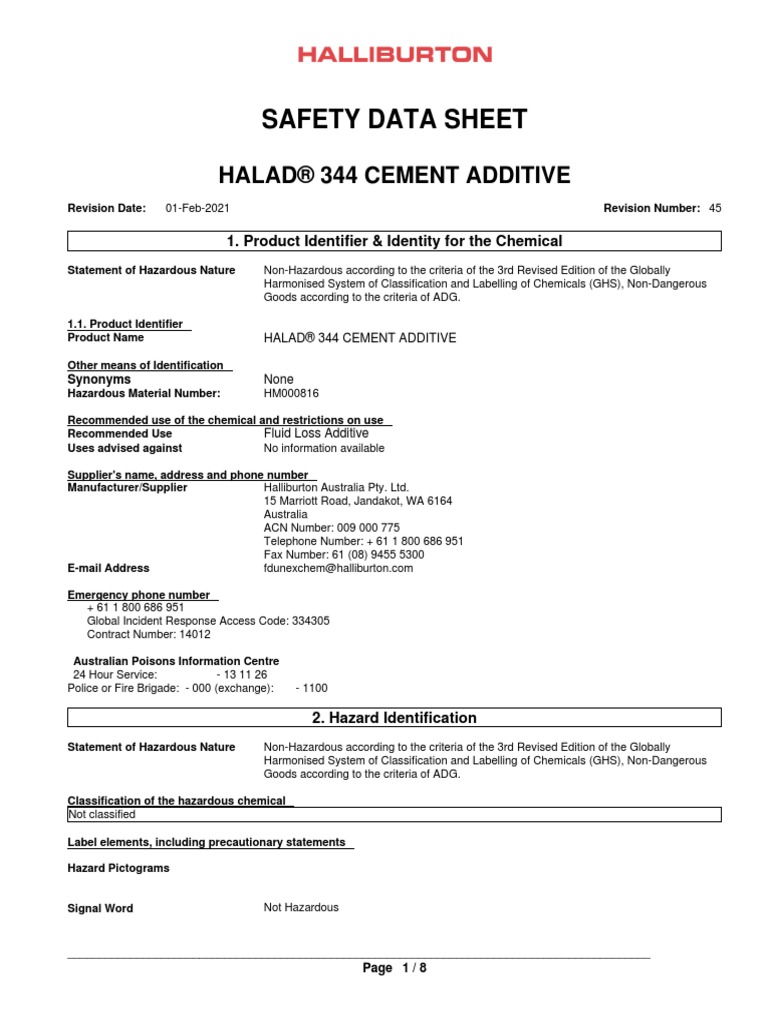 Halad 344 SDS Australia | PDF | Personal Protective Equipment | Toxicity