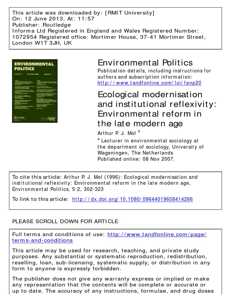 Ecological Modernization and Institutional Reflexivity_environmental ...
