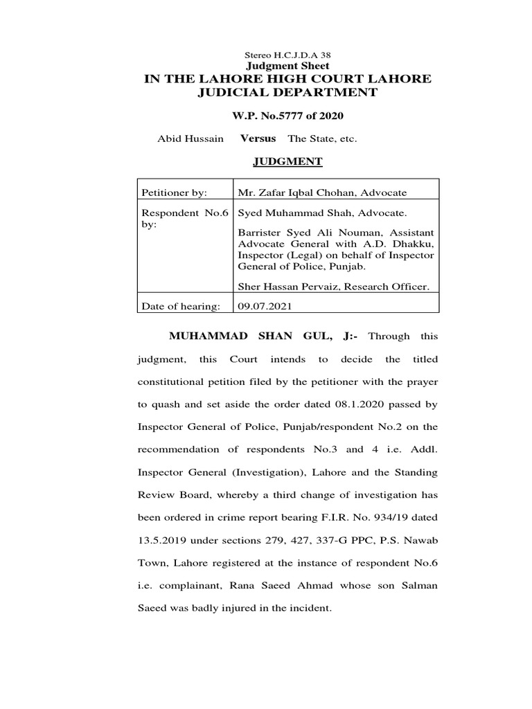 2021 LHC 2737 | PDF | Judgment (Law) | Trials