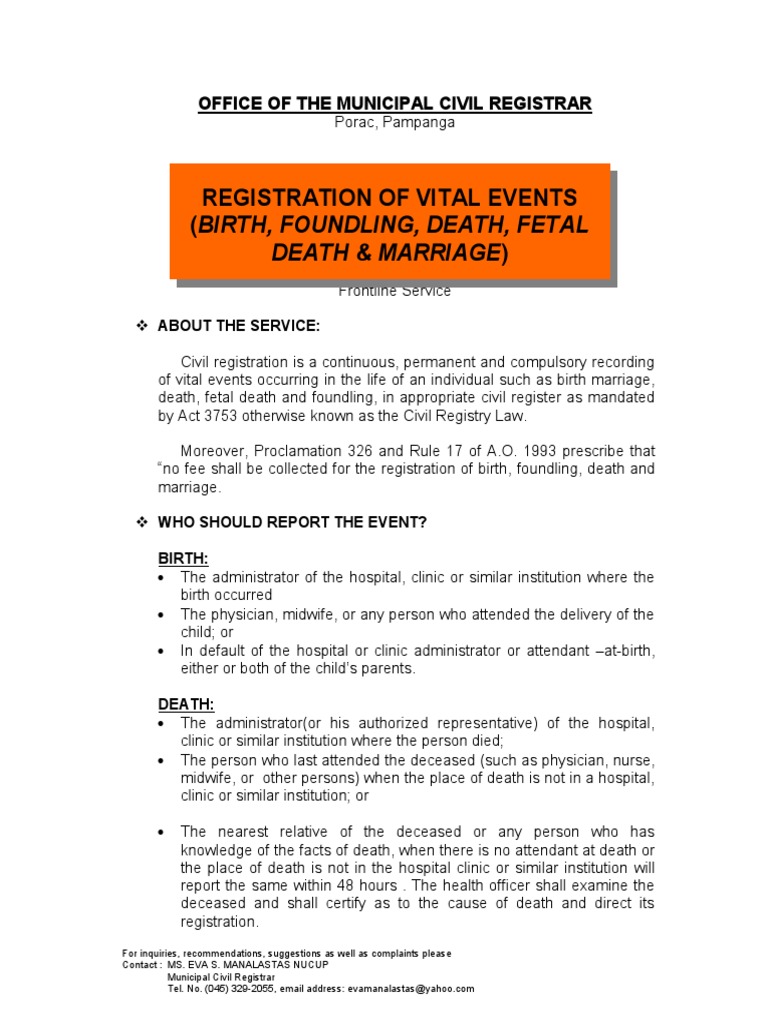 Local Civil Registrar Services Guide | PDF | Birth Certificate | Complaint