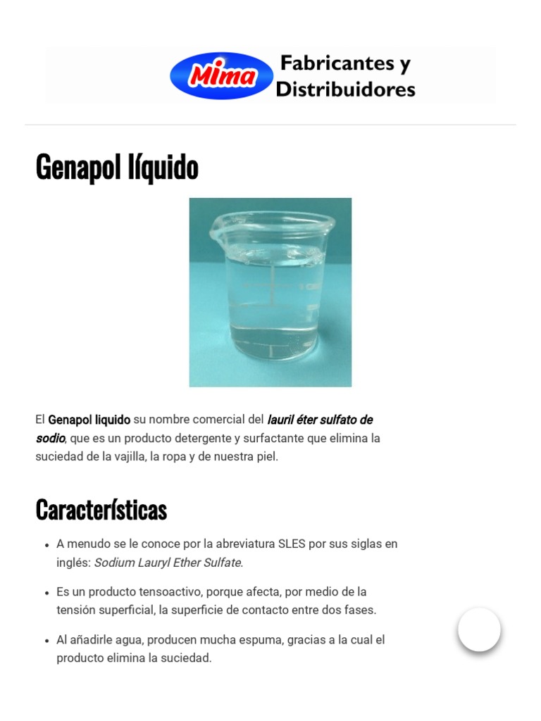 Genapol Liquido - Todo Lo Que Puedes Hacer Con El | PDF | Tensioactivo ...