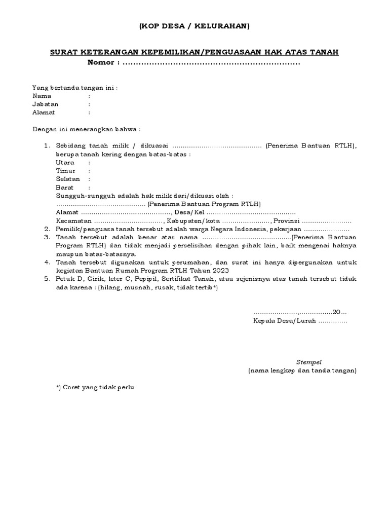 SKT Program RTLH Kawasan Kumuh | PDF