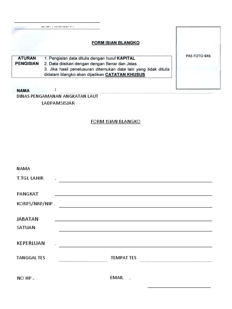 Blangko Peserta | PDF