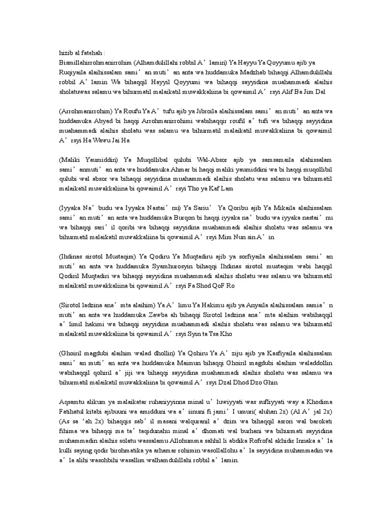 Hizib Al Fatihah | PDF