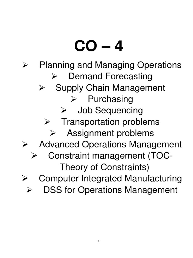 Om Co4 Material | PDF | Forecasting | Supply Chain Management