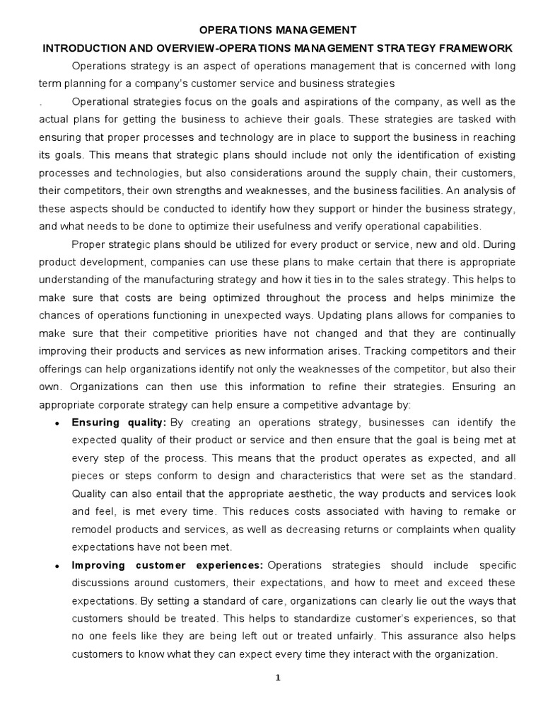 OPERATIONS MANAGEMENT CO1 MATERIAL | PDF | Strategic Management | Goods