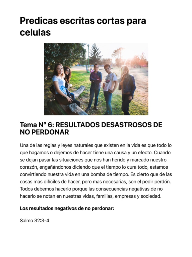 PREDICAS Escritas Cortas para Celulas - Material Cristiano | PDF ...