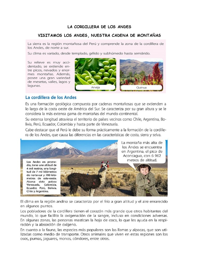 La Cordillera de Los Andes | PDF