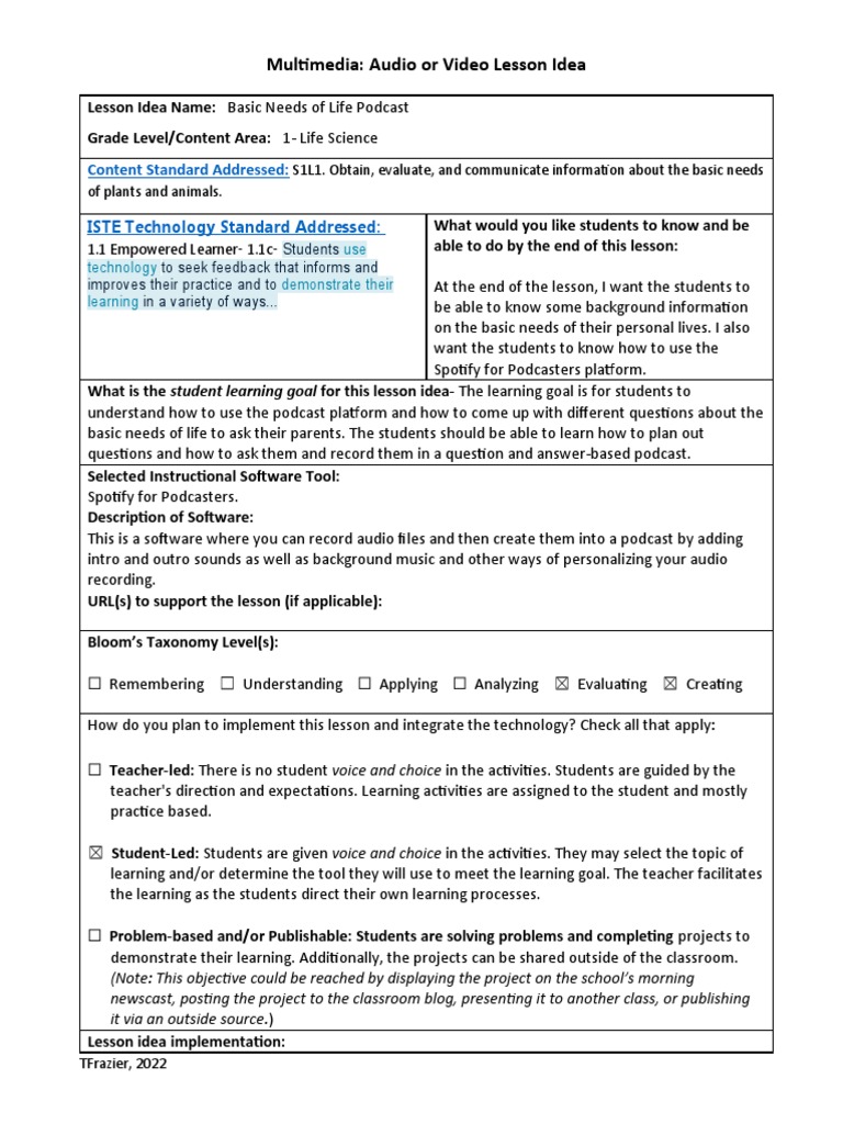 Podcast Lesson Plan | PDF | Learning | Podcast