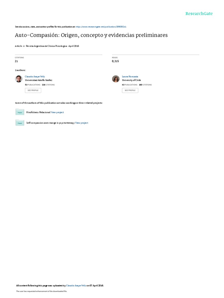 Auto-Compasión: Concepto y Evidencias | PDF | Compasión | Autoestima