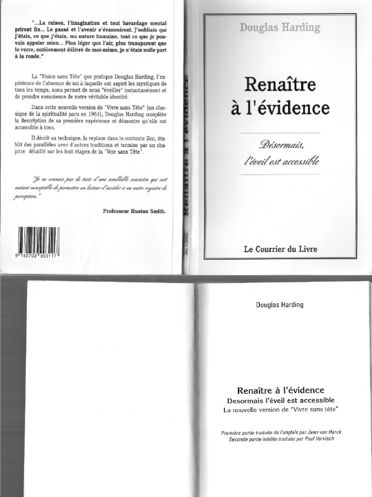 Douglas E. (Douglas Edison) Harding - Renaître À L'évidence (1995 ...