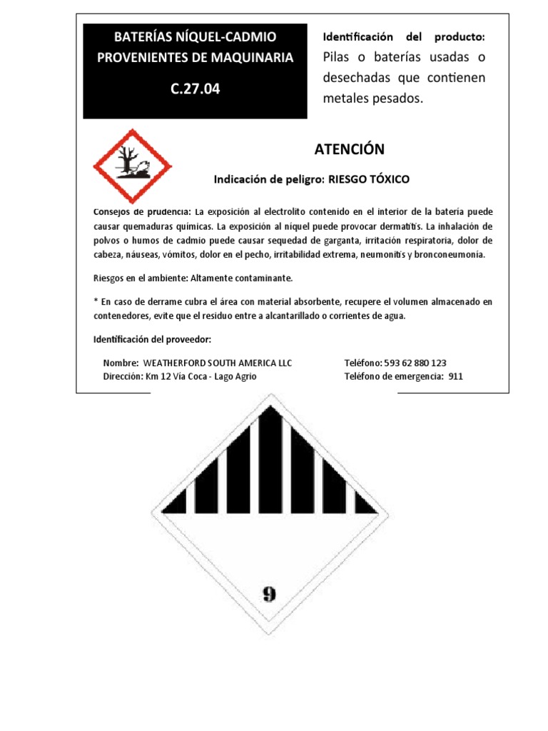 Etiqueta Pilas o Baterias Usadas | PDF