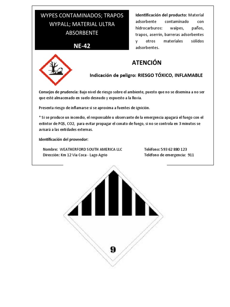 ETIQUETA MATERIALES ABSORBENTES CONTAMINADOS | PDF