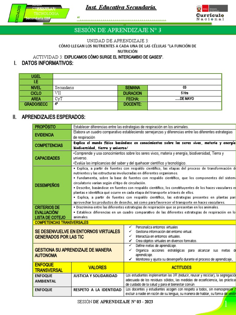 C-4º Ses Act 3-Cyt-Und 3 | PDF | Aprendizaje | Evaluación